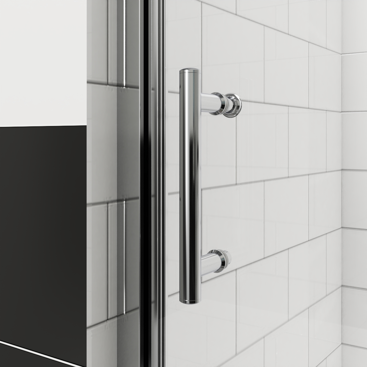 Chrome Black Hinged Door Shower Enclosure Walk in Cubicle 6mm Glass ...