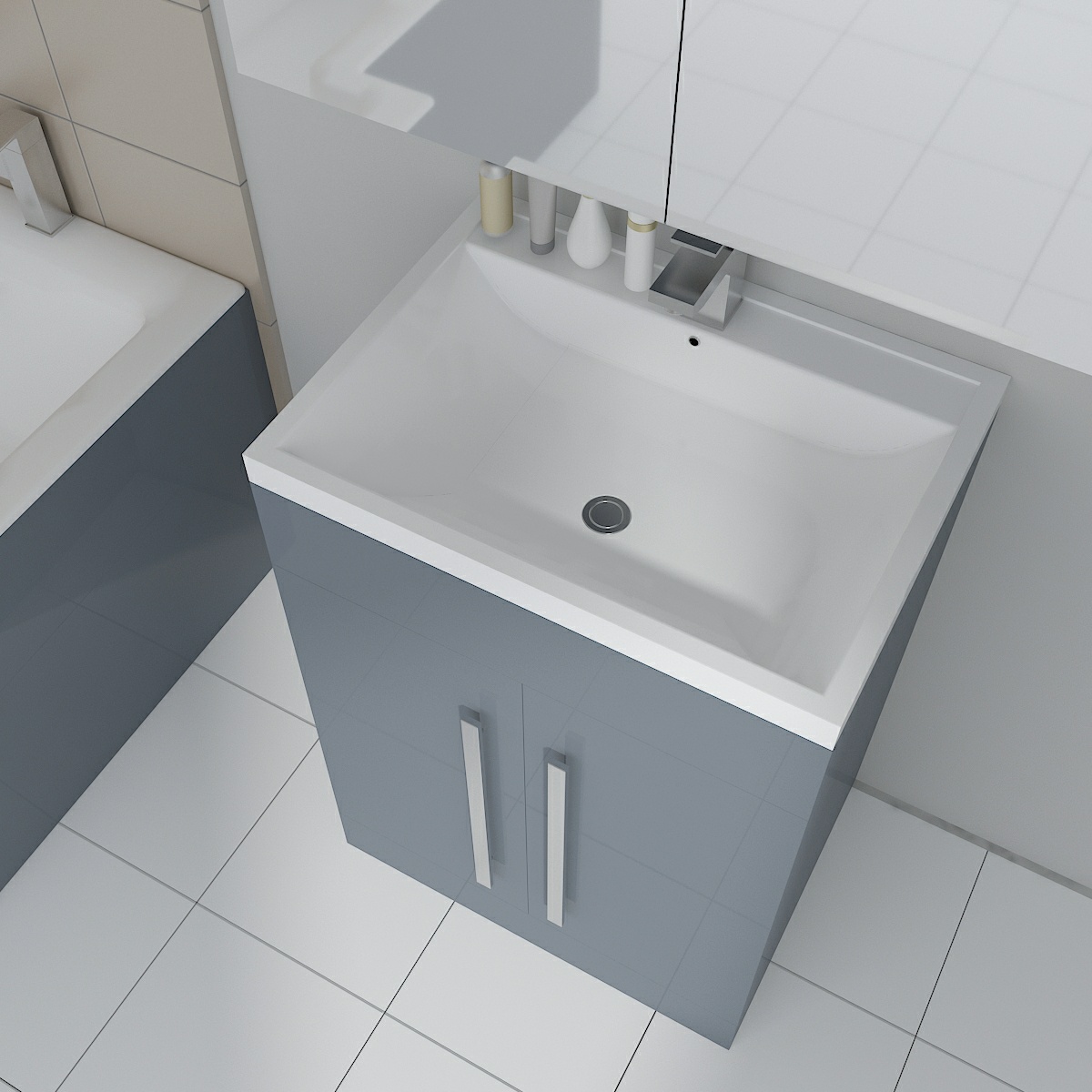 L Shape Basin Vanity BTW Toilet Bathroom Furniture Suite Bath Panel ...