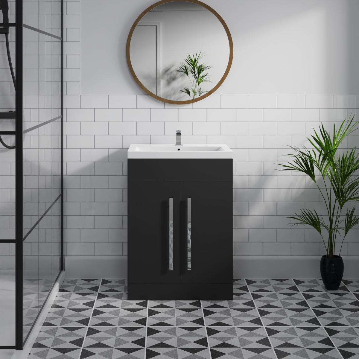 L Shape Black Vanity Unit Bathroom Furniture Suite Basin Sink Toliet ...