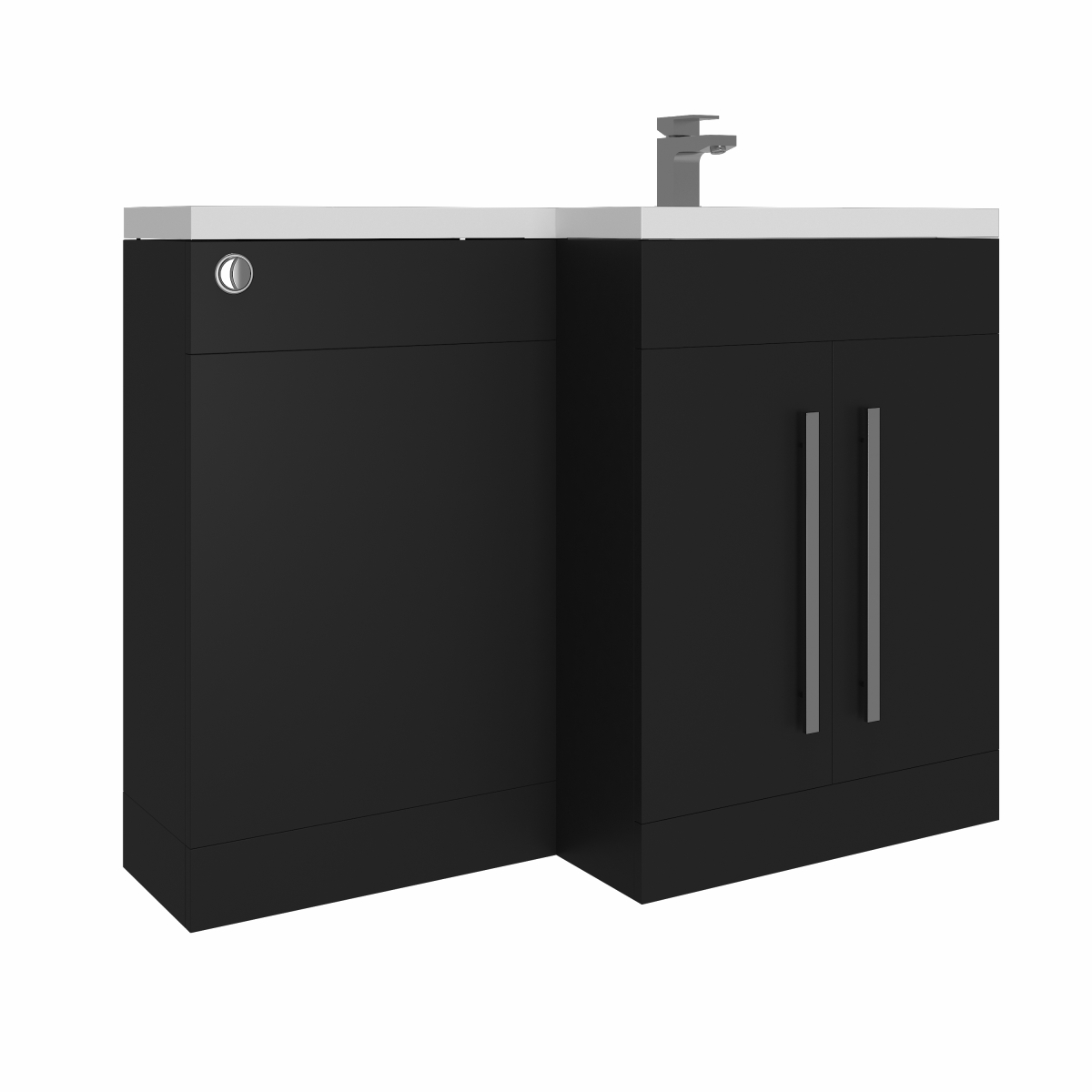 L Shape Black Vanity Unit Bathroom Furniture Suite Basin Sink Toliet ...
