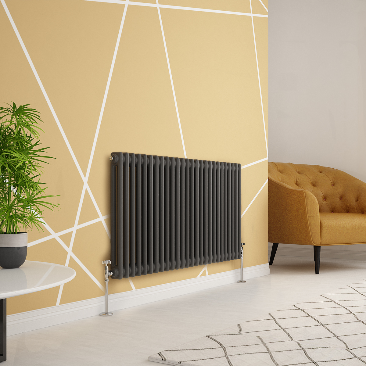 Traditional Radiators Double Triple Horizontal Anthracite Grey Cast ...