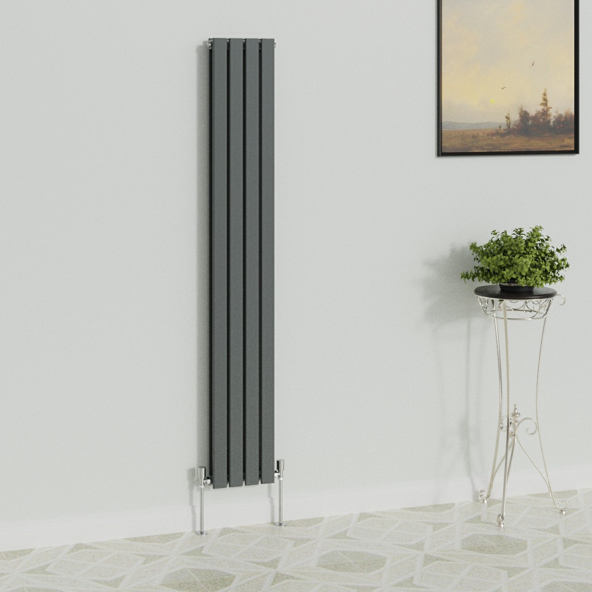 Anthracite Designer Radiator Flat Panel Oval Column Central Heating ...