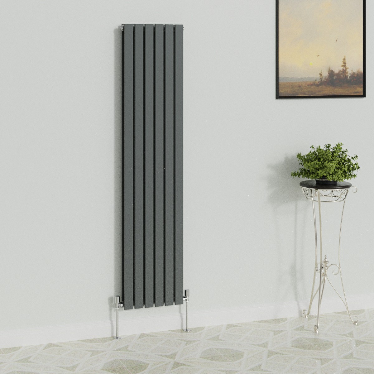Anthracite Designer Radiator Flat Panel Oval Column Central Heating ...