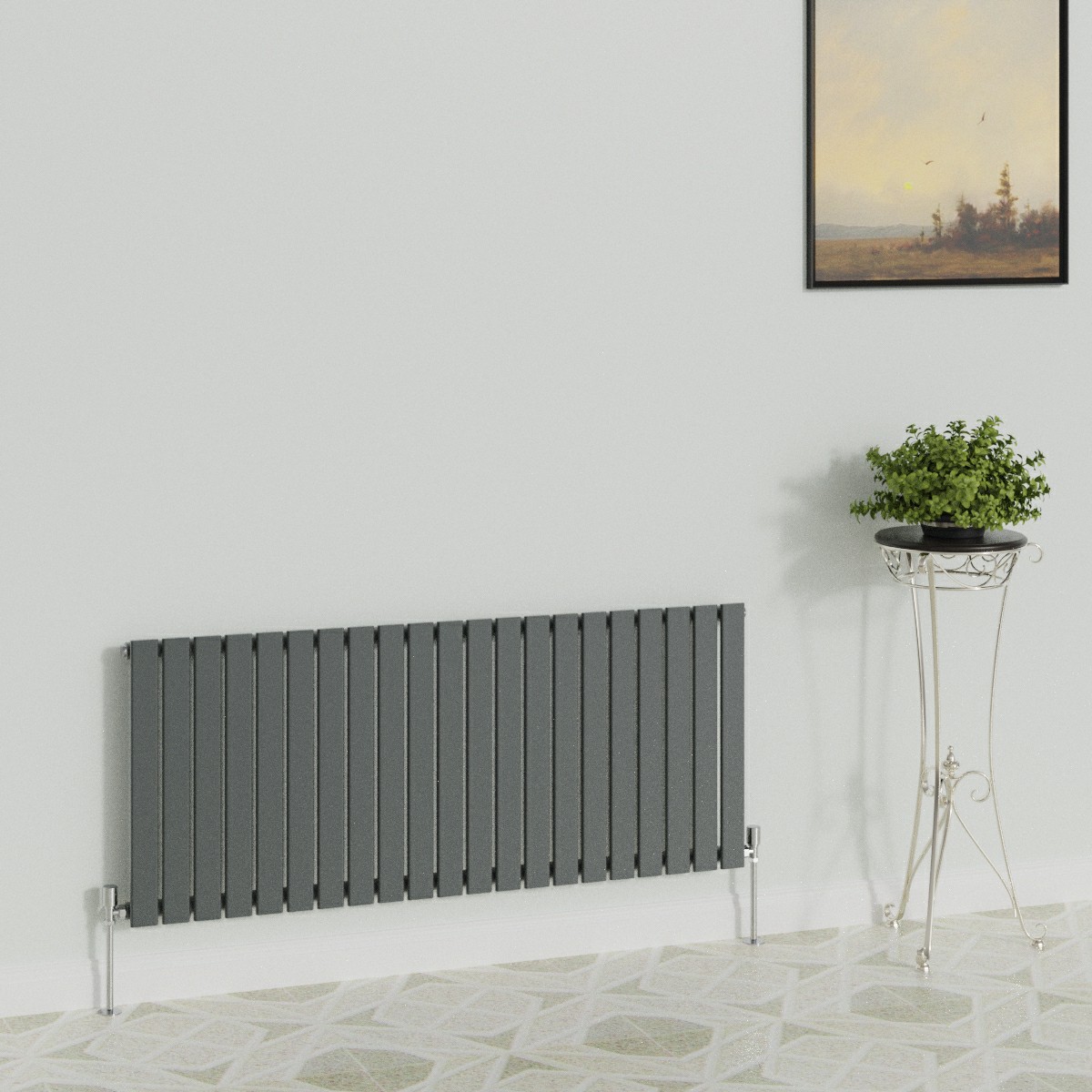 Anthracite Designer Radiator Flat Panel Oval Column Central Heating ...
