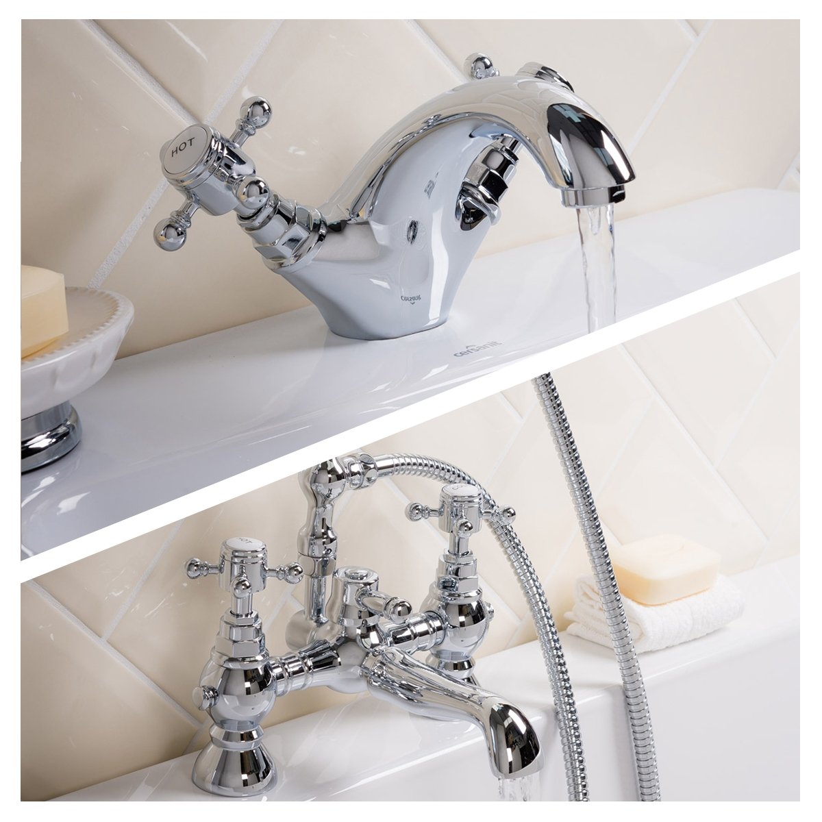 Modern Bathroom Tap Square Waterfall Basin Bath Filler Shower Mixer ...