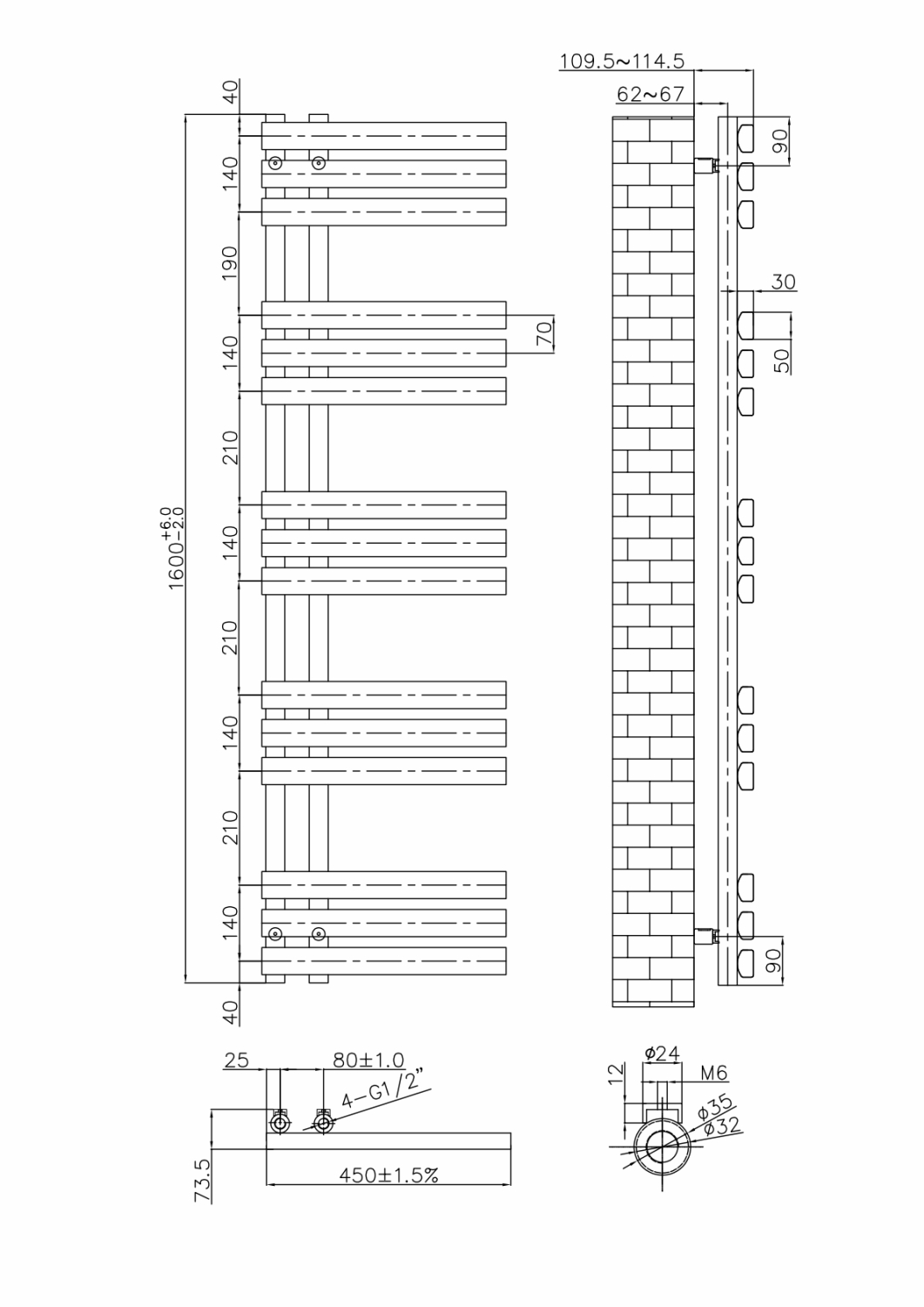Designer Flat Style Towel Radiators Modern Bathroom Heated Towel Rail ...