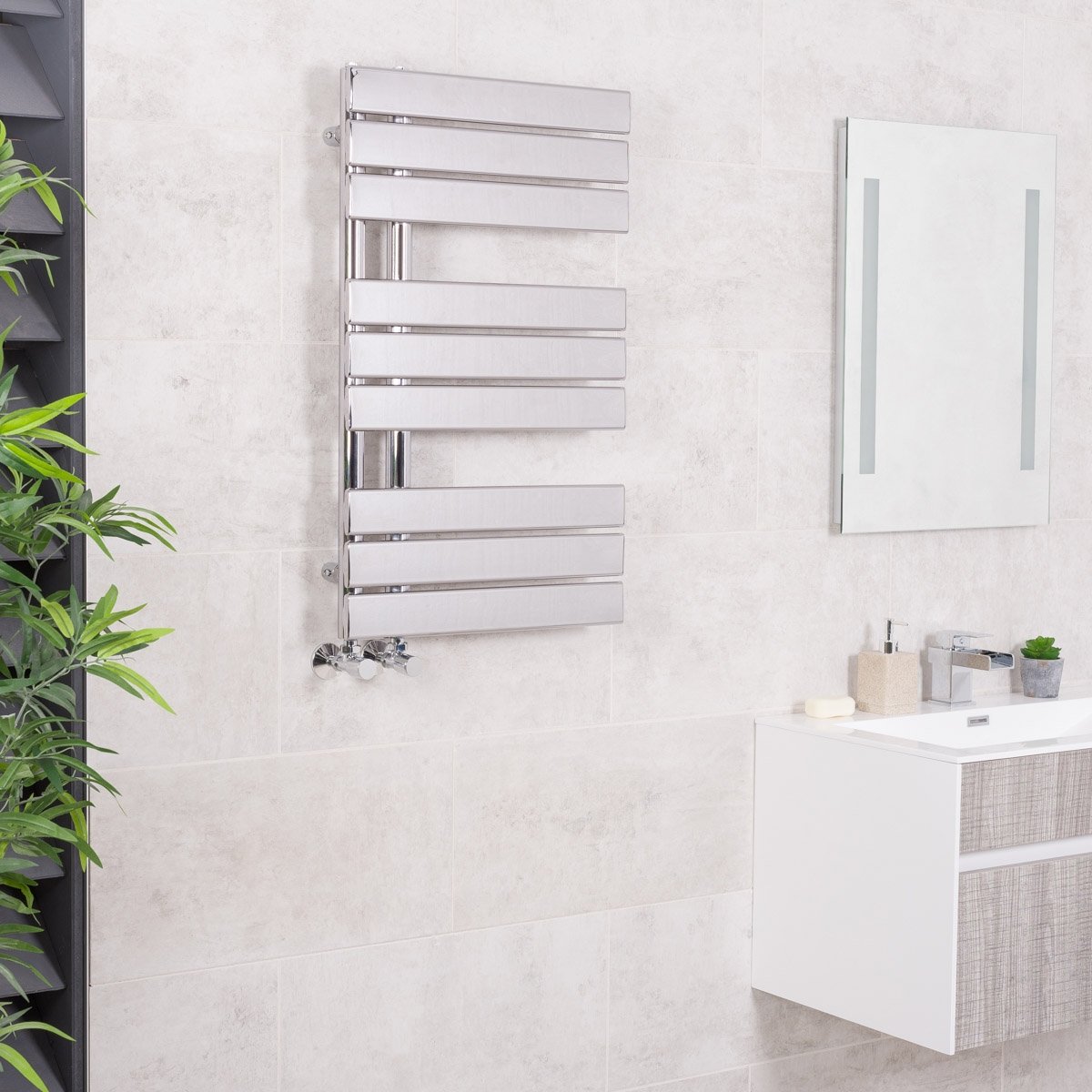 Heated Towel Rail Designer Flat Panel Bathroom Radiator Grey Chrome ...