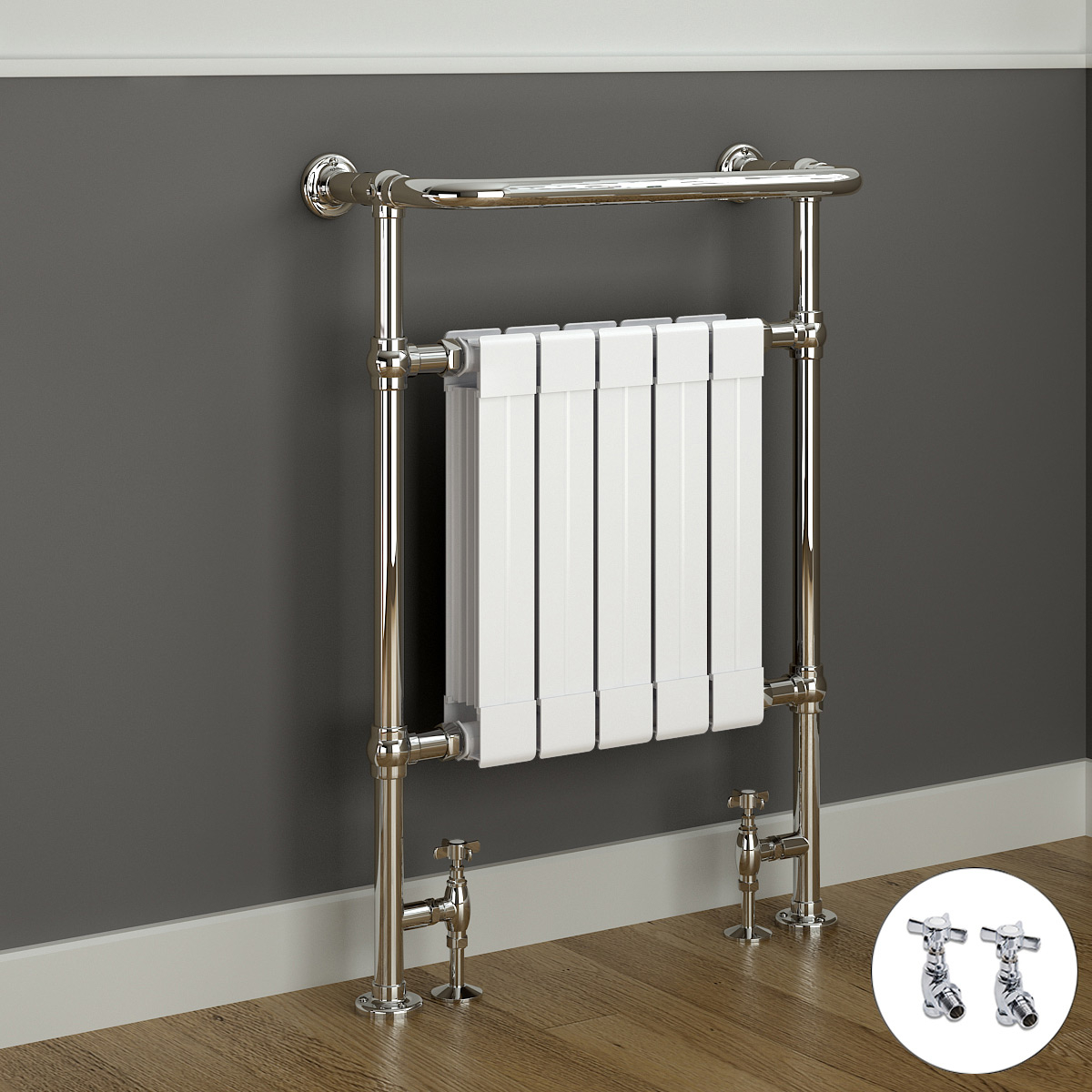 Traditional Victorian Bathroom Heated Column Towel Rail Radiator White ...