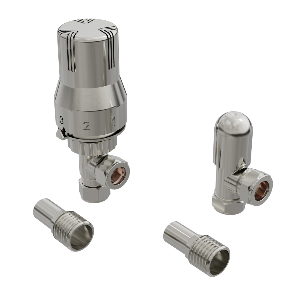 Twin Pack Thermostatic Towel Rail Radiator Valves 15mm Straight Angled ...