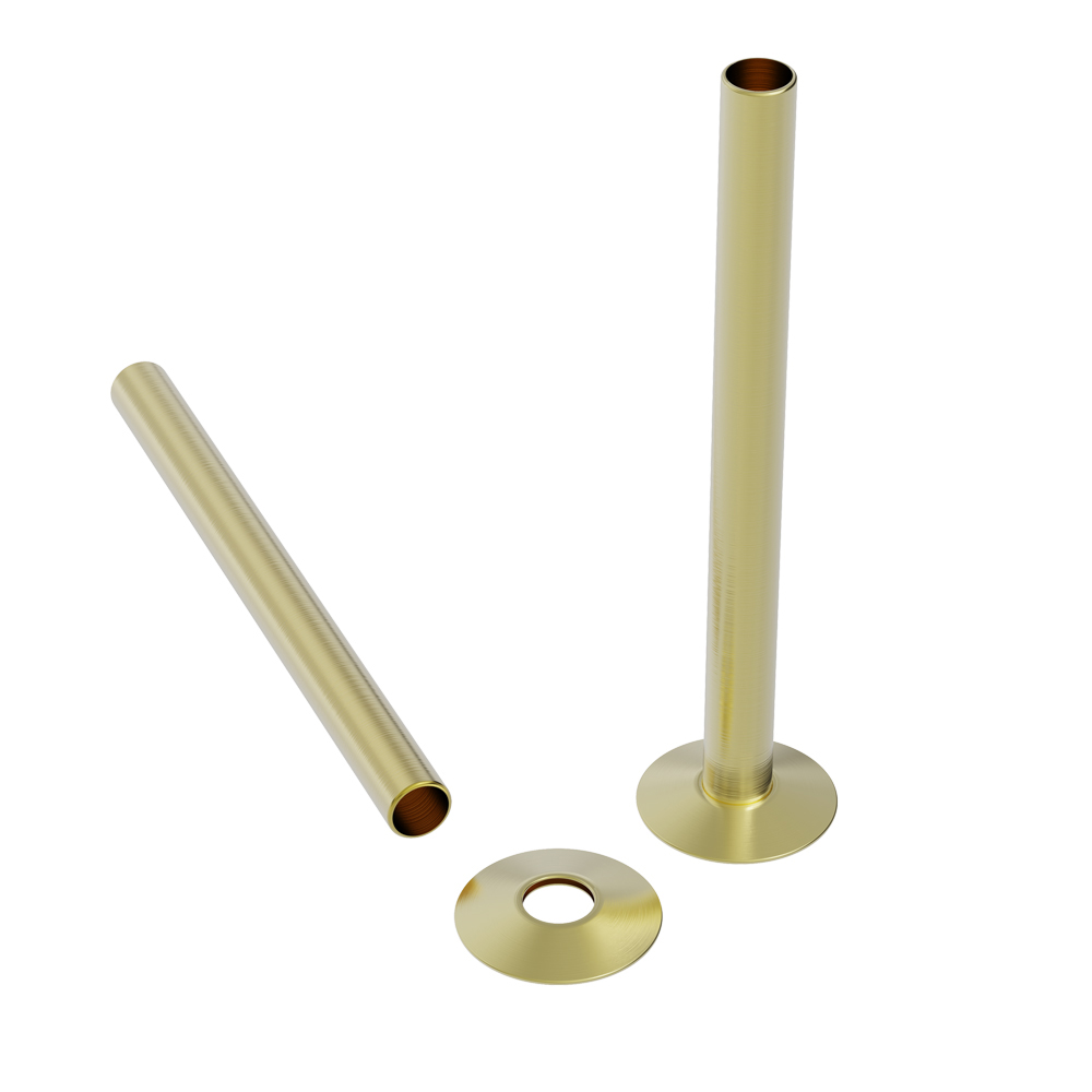 Radiator Valve Pipes and Collars Kit Twin Pack Brass Tube 180mm x 15mm ...