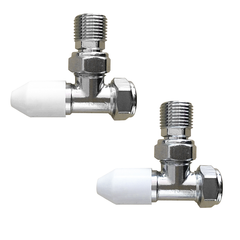 Pair TRV Thermostatic Towel Rails & Radiators Valves 15mm x 1/2" White ...