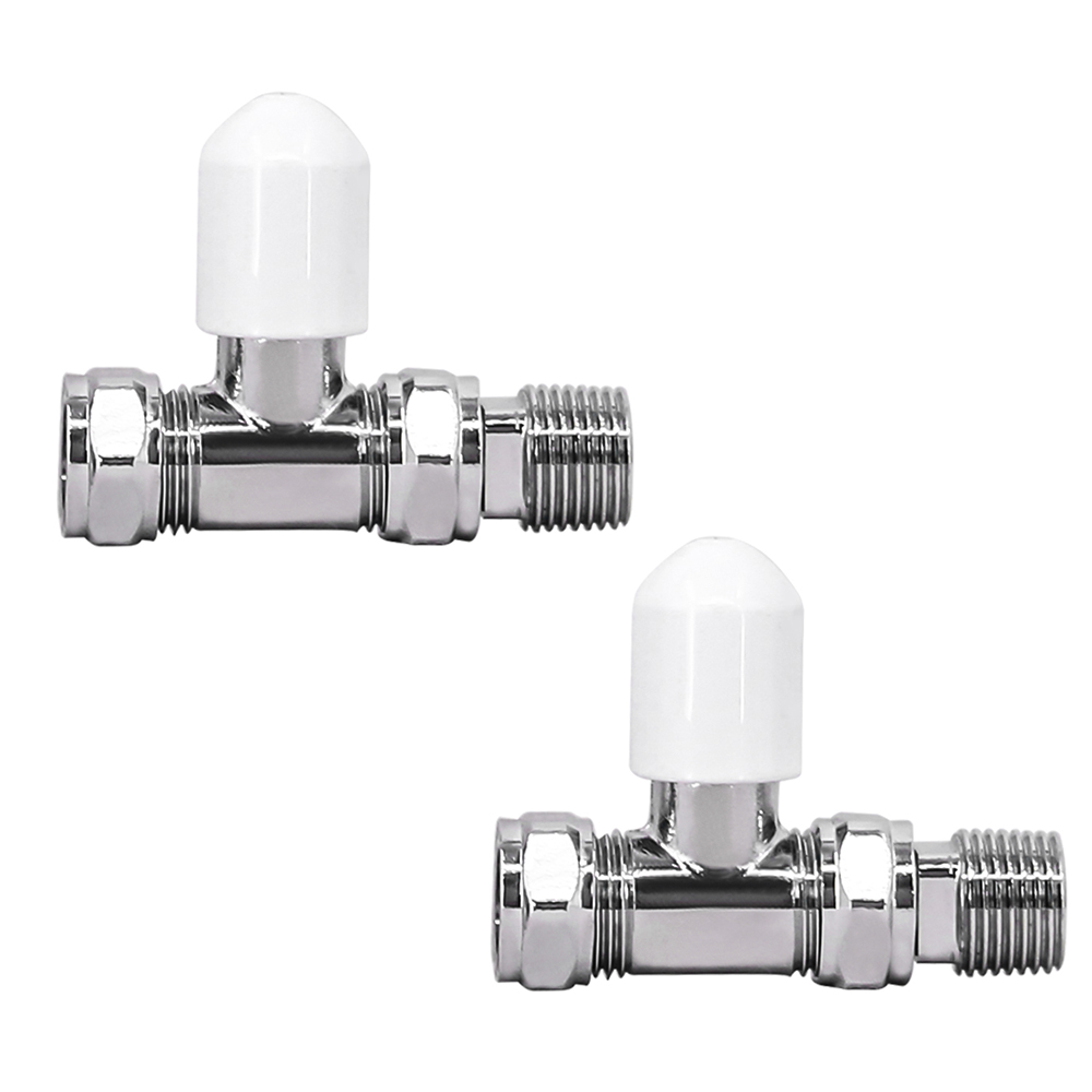 Pair TRV Thermostatic Towel Rails & Radiators Valves 15mm x 1/2" White ...
