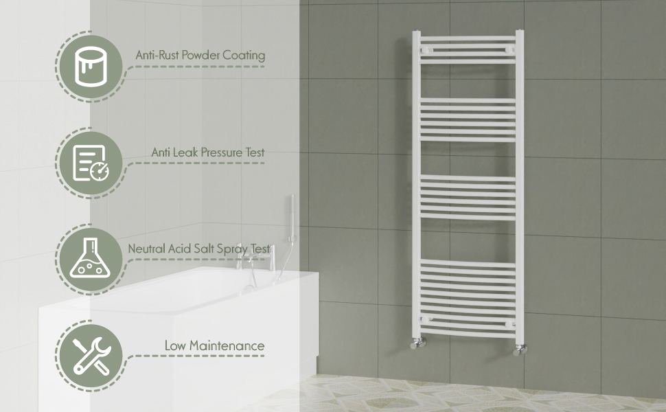 WarmeHaus Curved White Bathroom Heated Radiator Warmer 600x300mm